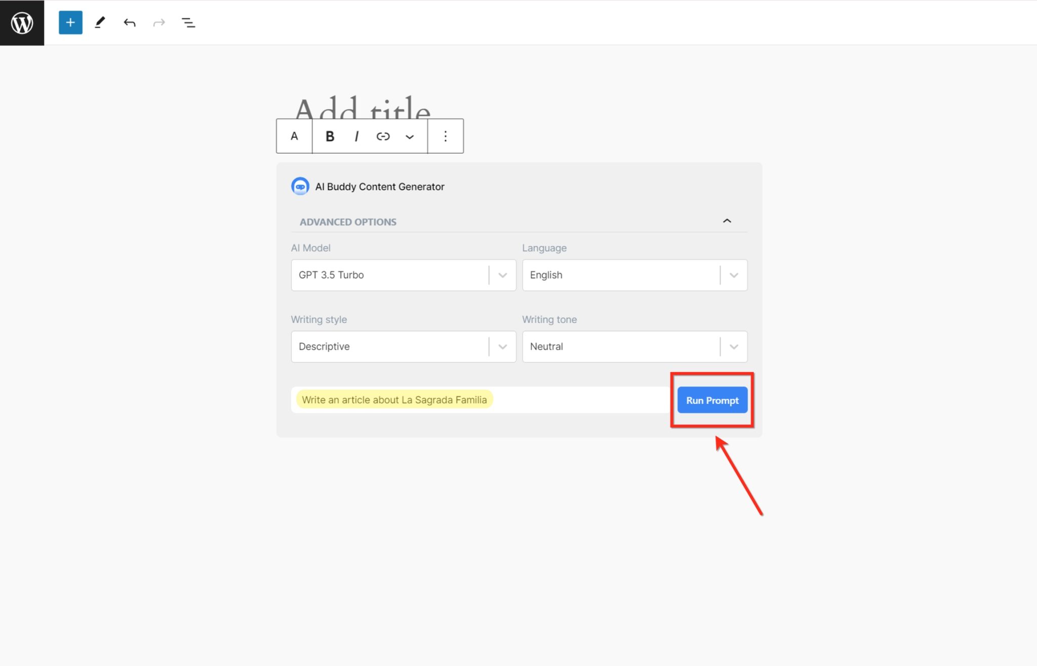 Using the Block Editor Features - AI Bud
